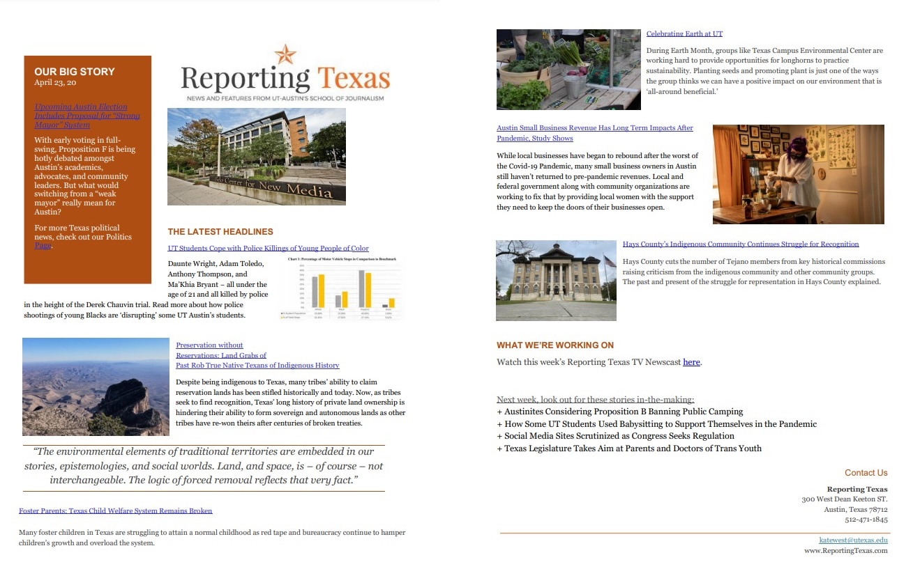 Reporting Texas Newsletter April 23, 2021 - Reporting Texas ★ Reporting ...